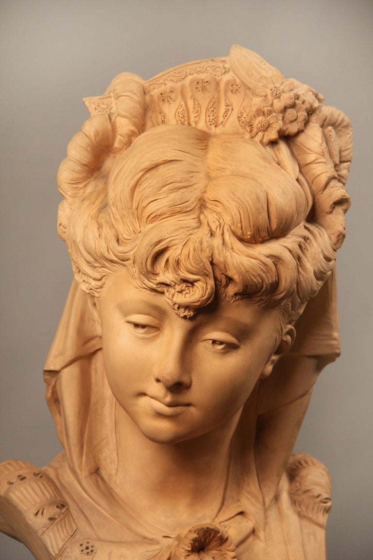 Lovely Pair of 19th Century Terracotta Busts of Beautiful Girls by ...