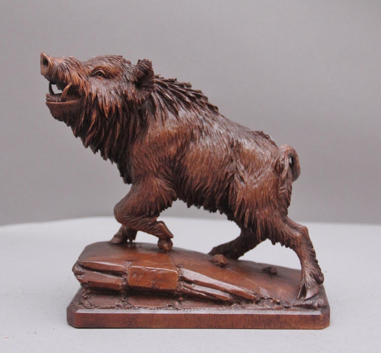 Lovely Quality 19th Century Black Forest Carving of a Wild Boar For ...