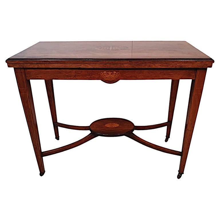 Lovely Quality Edwardian Inlaid Turn Over Leaf Card Table For Sale at ...