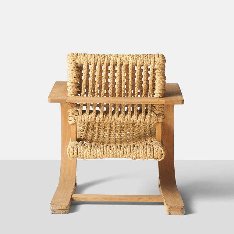 Low Slung Rope Chair by Audoux-Minet For Sale at 1stDibs