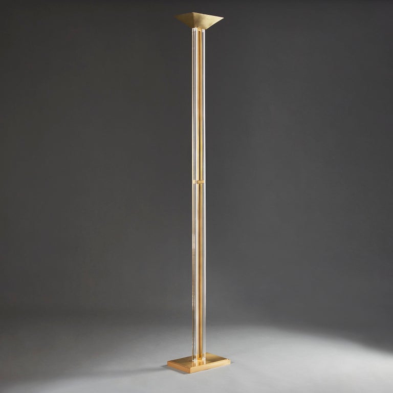 Lucite and Brass Uplighter For Sale at 1stDibs