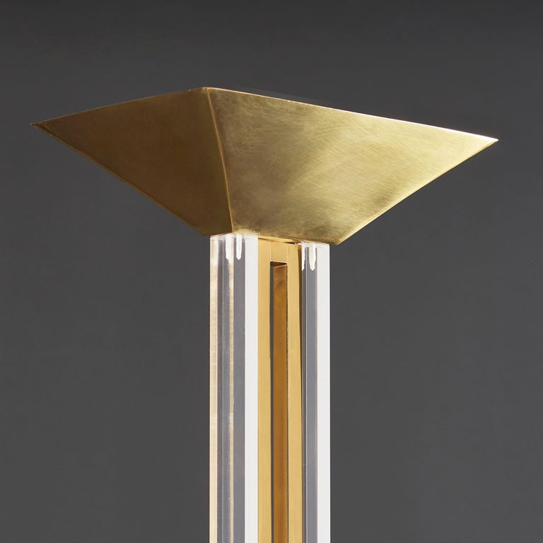 Lucite and Brass Uplighter For Sale at 1stDibs