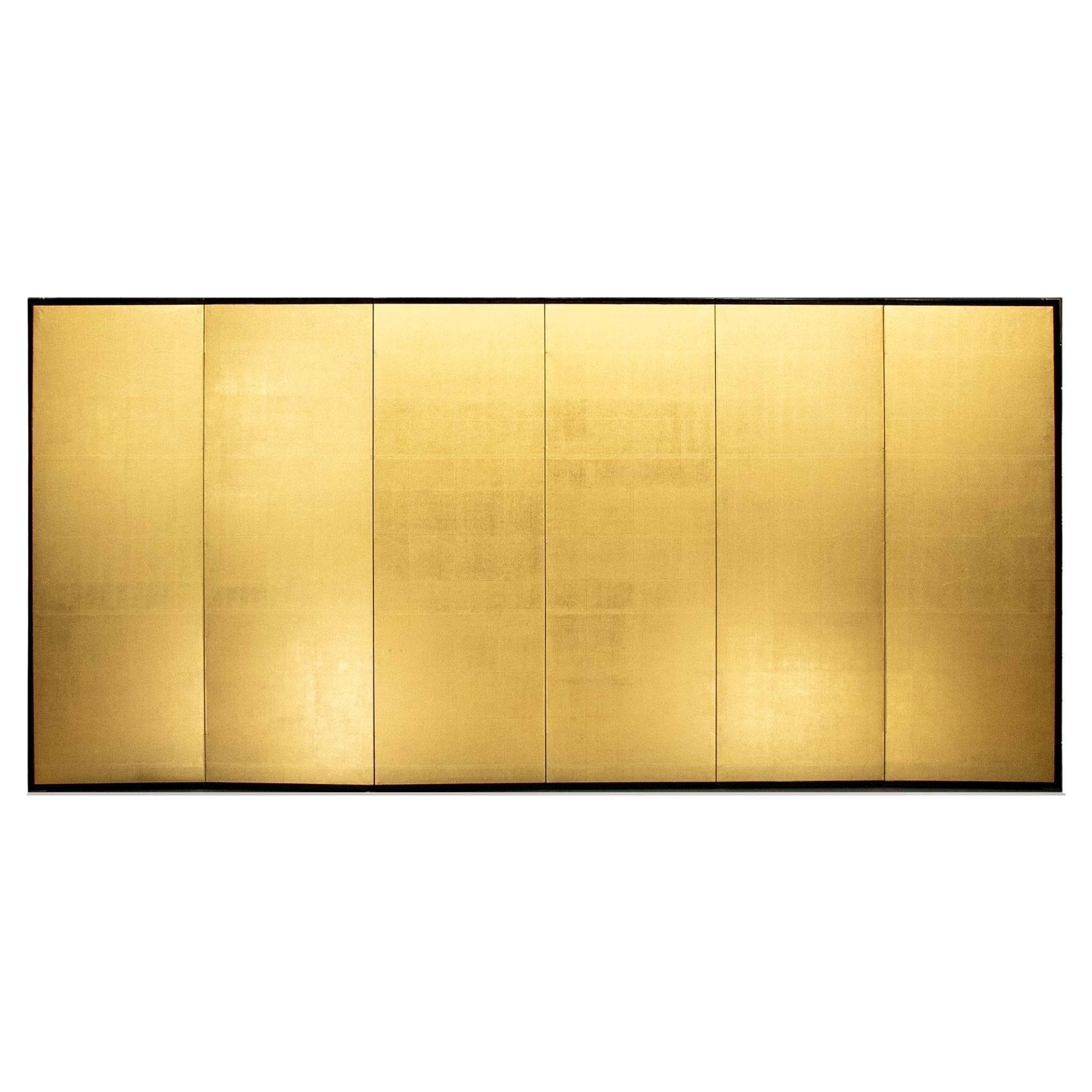 A Luminous Six-panel Gold Leaf Screen For Sale at 1stDibs