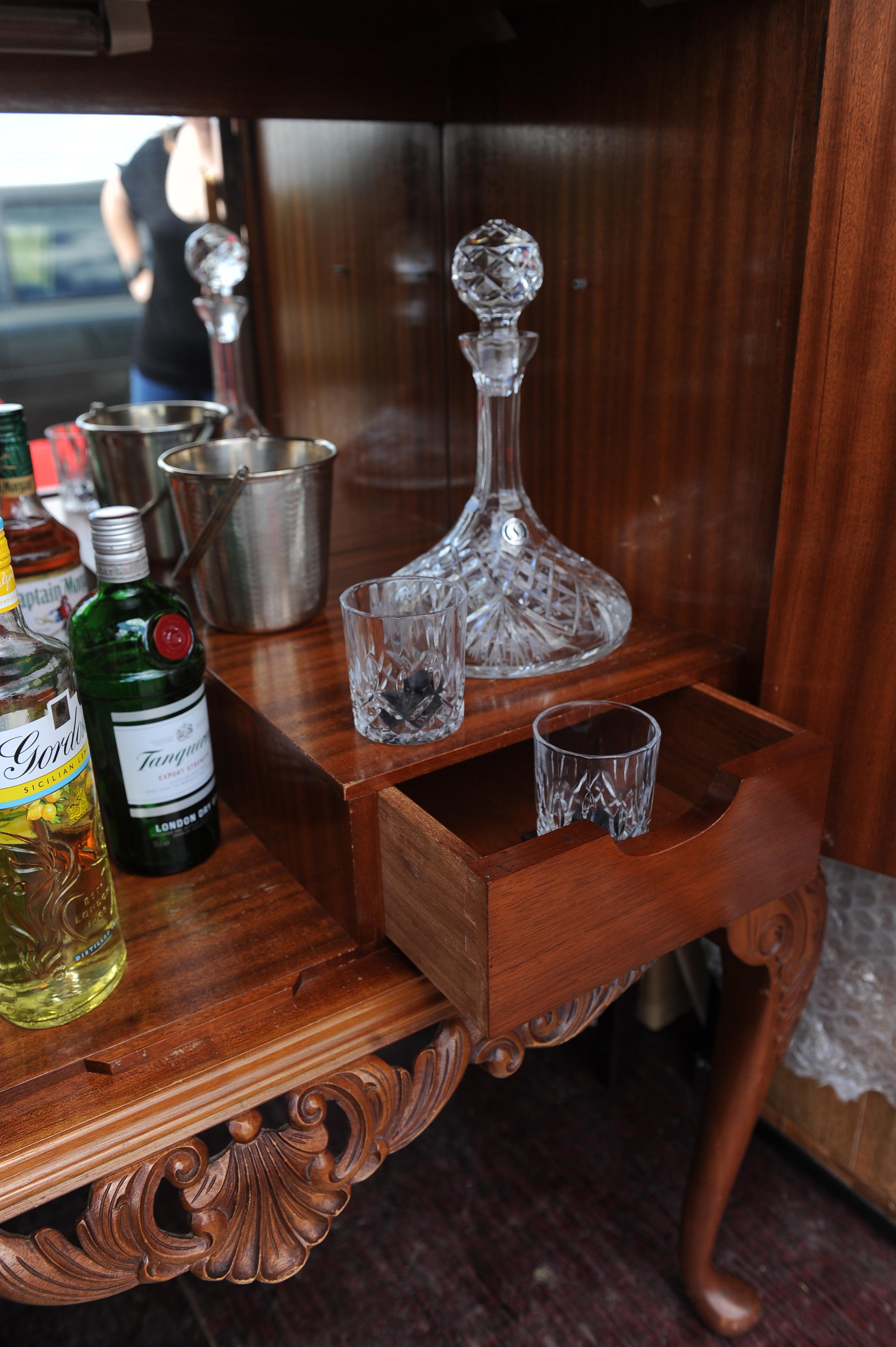 A Luxurious Dry Bar, Cocktail Cabinet With Lighted and Fitted Mirrored ...