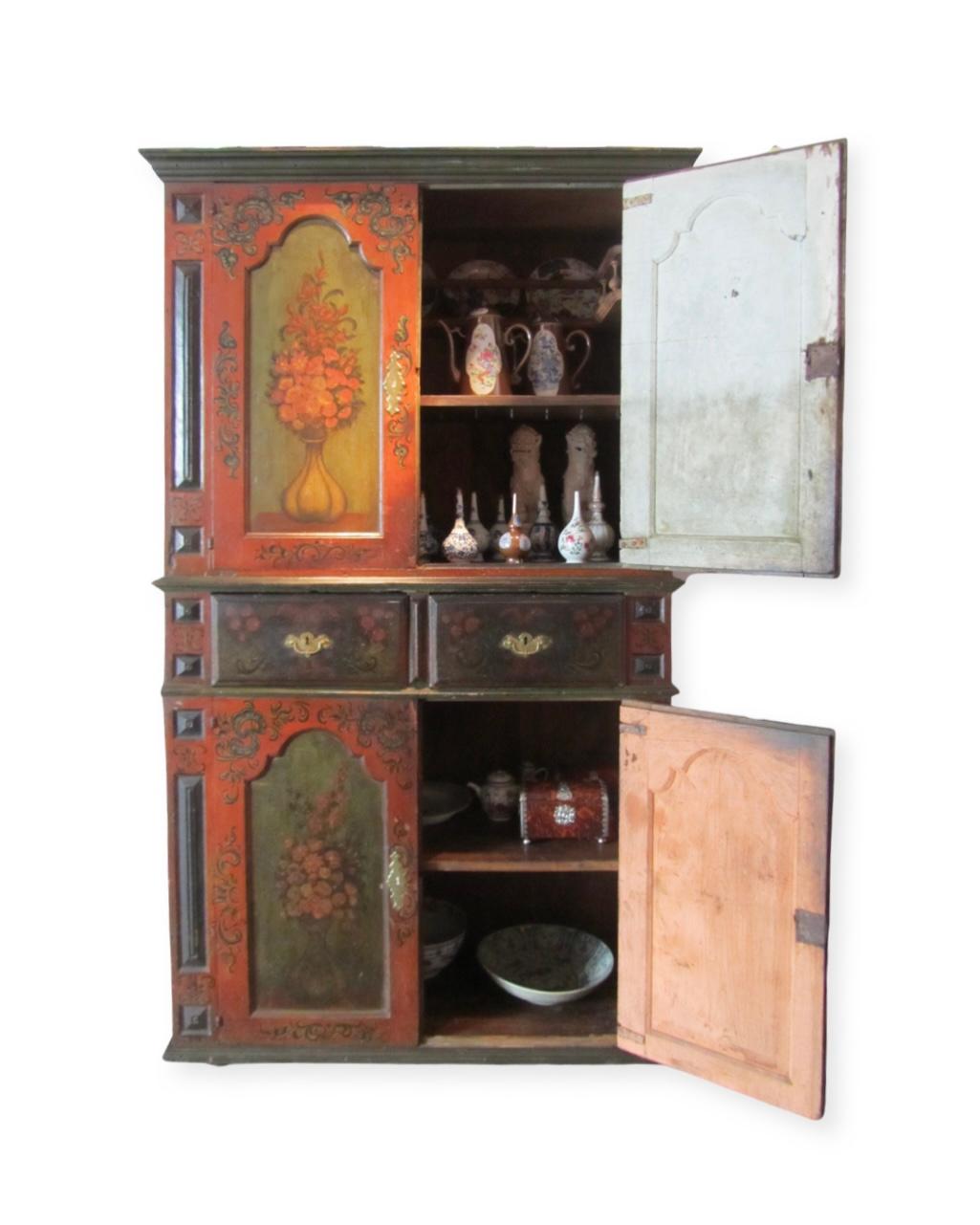 Magnificent Portuguese Chestnut Polychrome Painted Cabinet, 18th ...