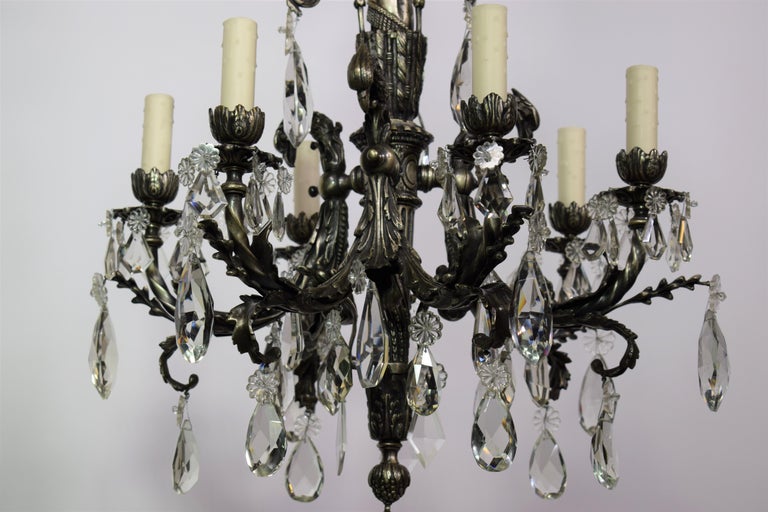 Magnificent Silver over Bronze Chandelier For Sale at 1stDibs