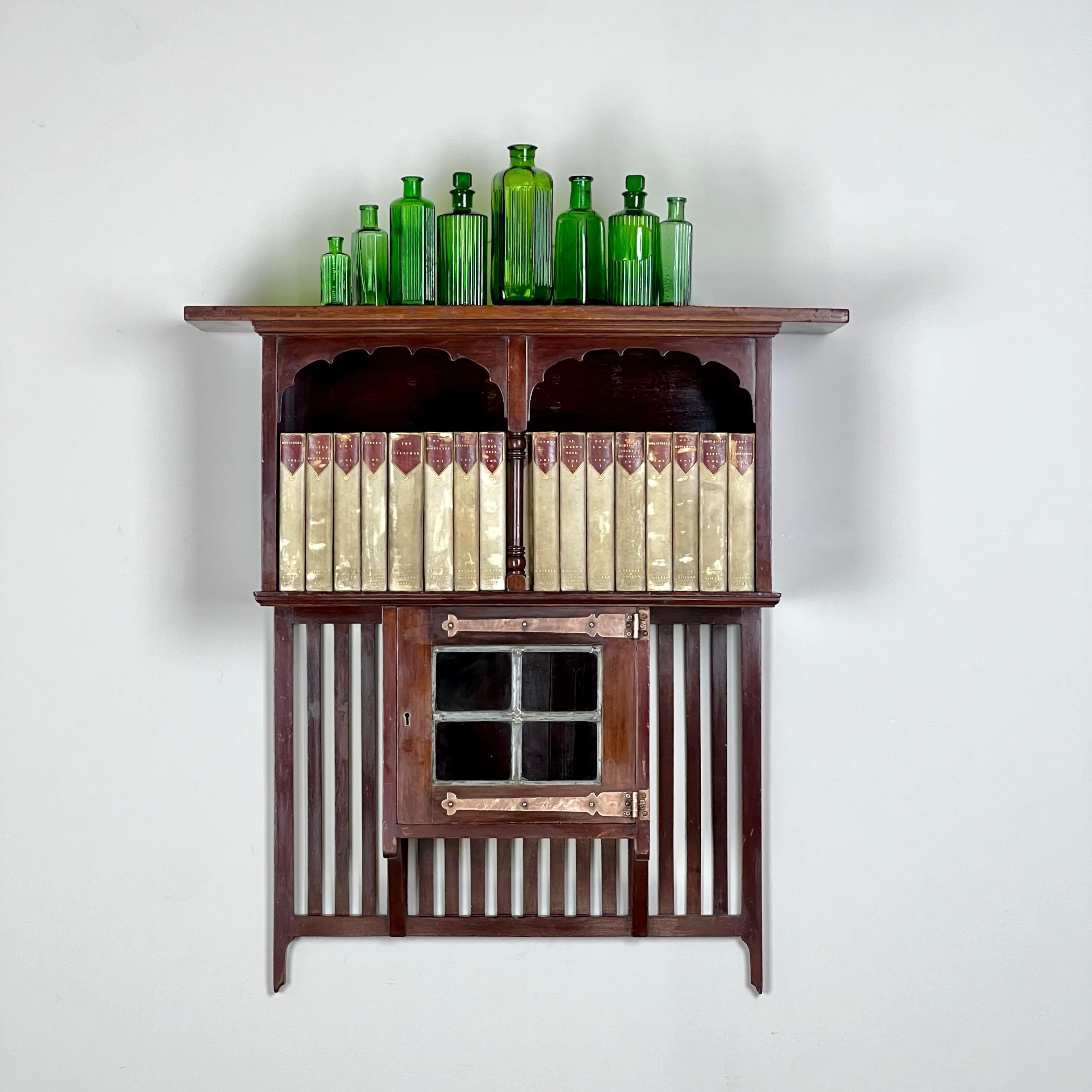 A Mahogany Arts And Crafts Wall Shelf Cabinet For Sale at 1stDibs