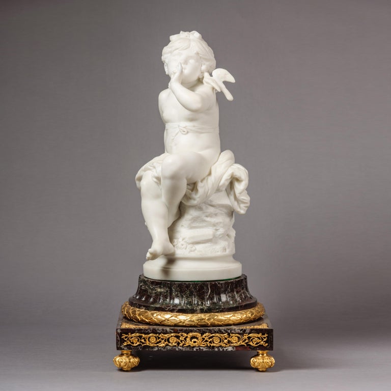 Marble Figural Group by Louis Auguste Moreau For Sale at 1stDibs