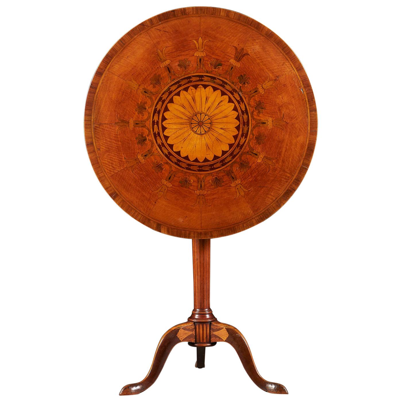 Round Marquetry Top Table For Sale at 1stDibs