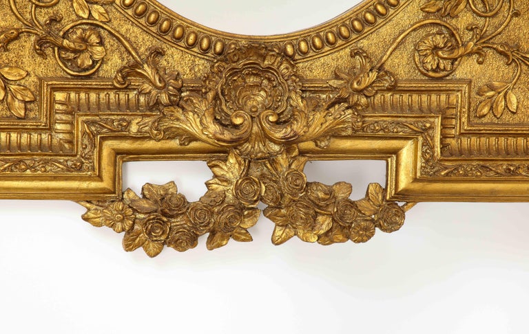 Marvelous French Giltwood Hand-Carved Beveled Mirror with Floral Vine ...