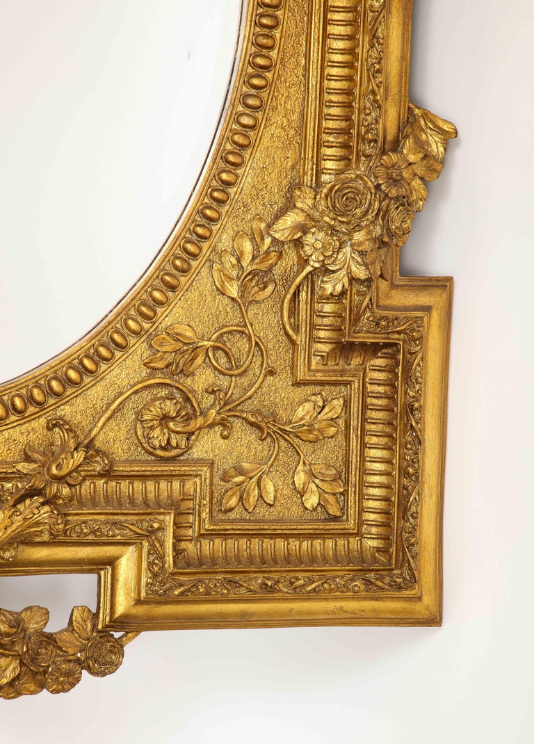 Marvelous French Giltwood Hand-Carved Beveled Mirror with Floral Vine ...