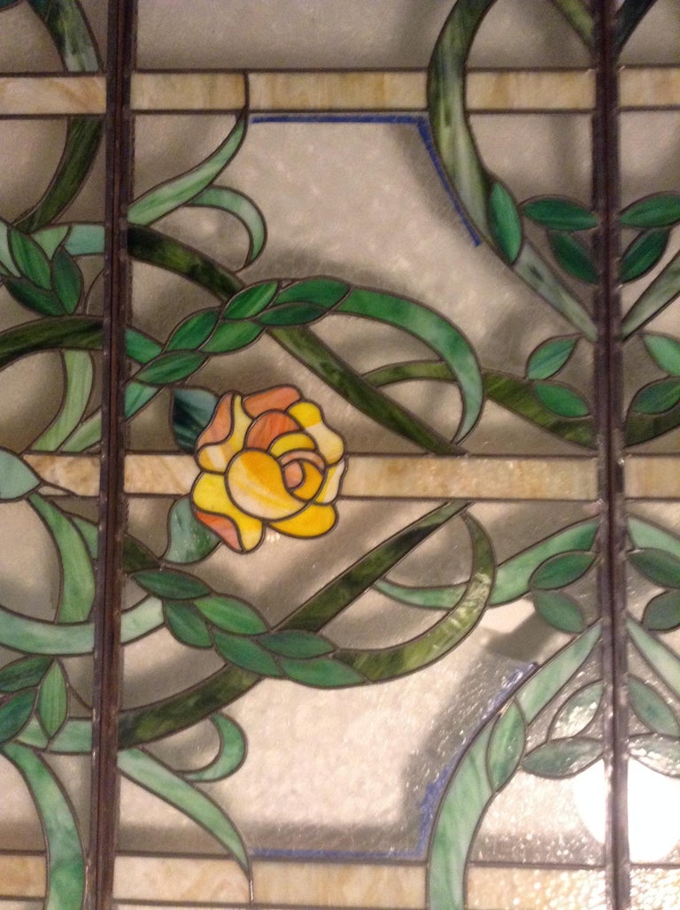 Massive Architectural 1970’s Six Panel Stained Glass Oval Window / Drop ...