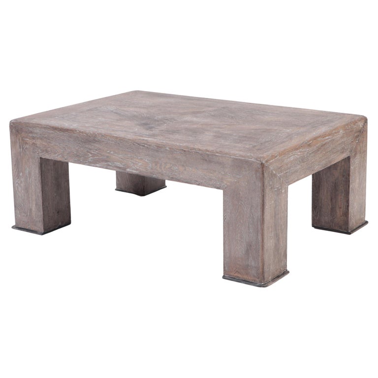 Massive Cerused Oak Coffee Table, on Four Thick Square Legs ...