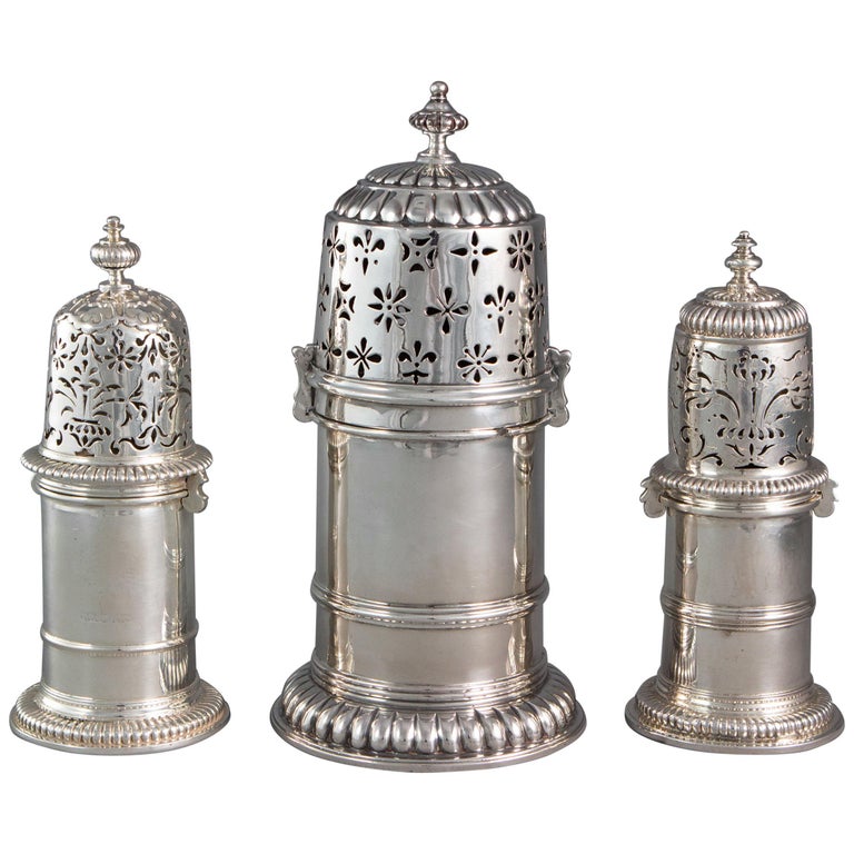 Matched Set of Three Late 17th Century Silver Casters at 1stDibs