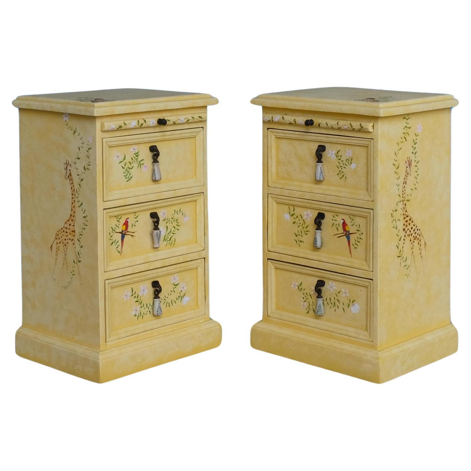 A matching pair of vintage hand painted chests of drawers For Sale at ...