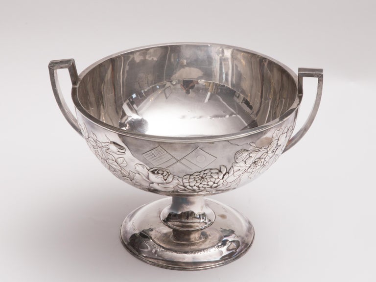 Meiji Japanese Repousse Silver Shigemitsu Signed Large Footed Bowl at ...