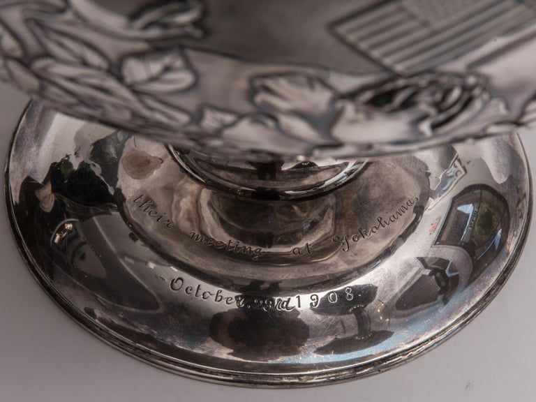 Meiji Japanese Repousse Silver Shigemitsu Signed Large Footed Bowl at ...