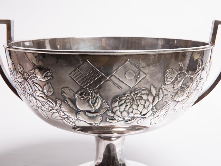 Meiji Japanese Repousse Silver Shigemitsu Signed Large Footed Bowl at ...