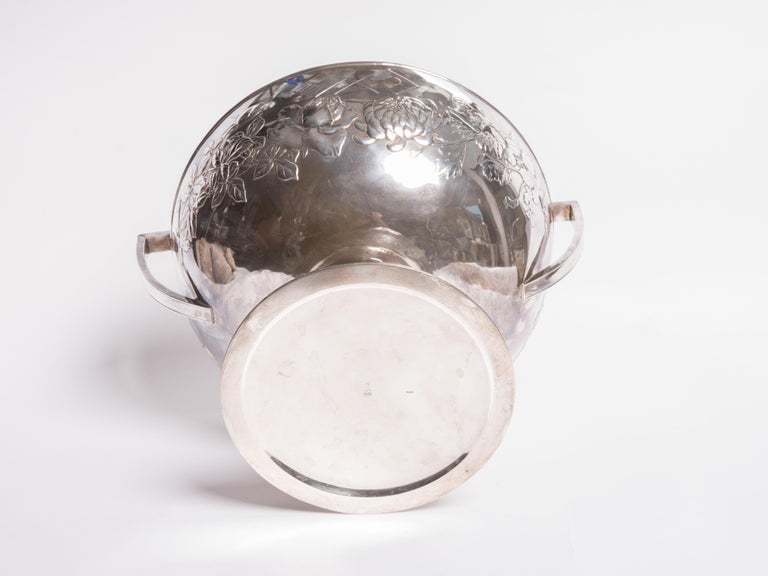 Meiji Japanese Repousse Silver Shigemitsu Signed Large Footed Bowl at ...
