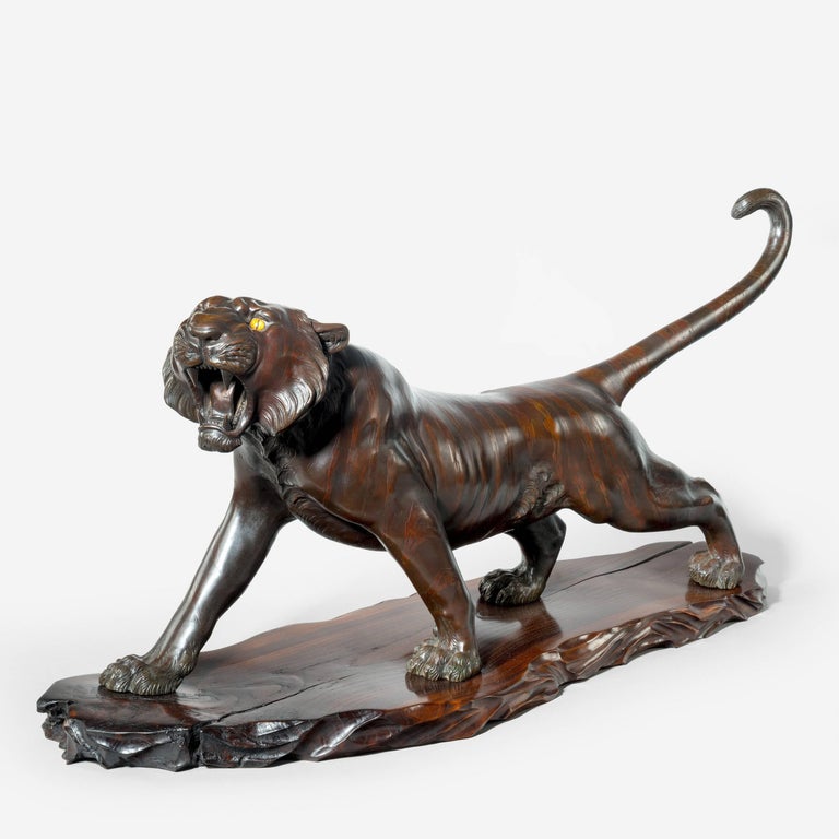 Meiji Period Carved Wooden Tiger For Sale at 1stDibs | wooden tiger ...