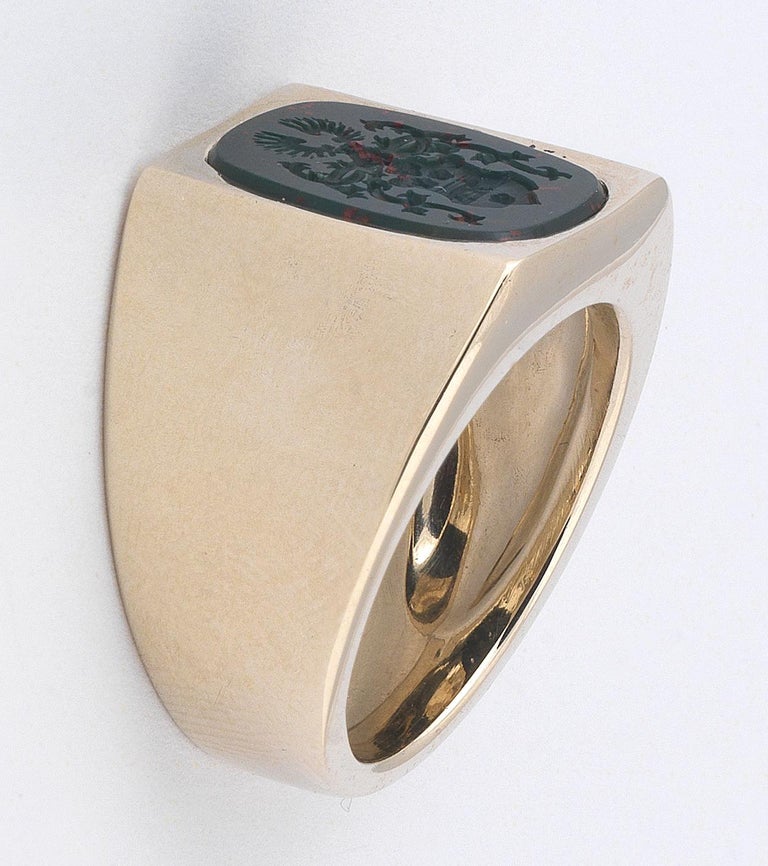 Men's Gold and Bloodstone Signet Ring at 1stDibs