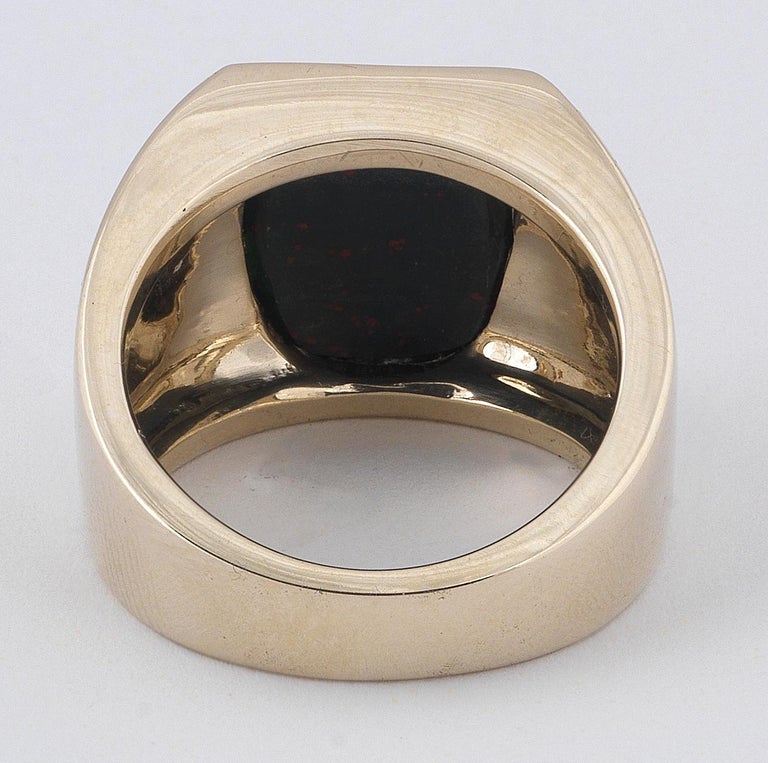 Men's Gold and Bloodstone Signet Ring at 1stDibs