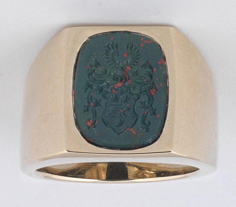 Men's Gold and Bloodstone Signet Ring at 1stDibs