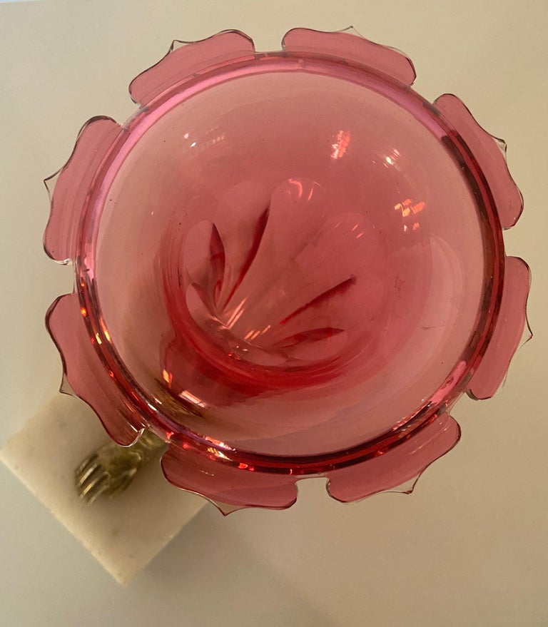 A mid 19th century French Cranberry glass and gilt bronze mounted ...