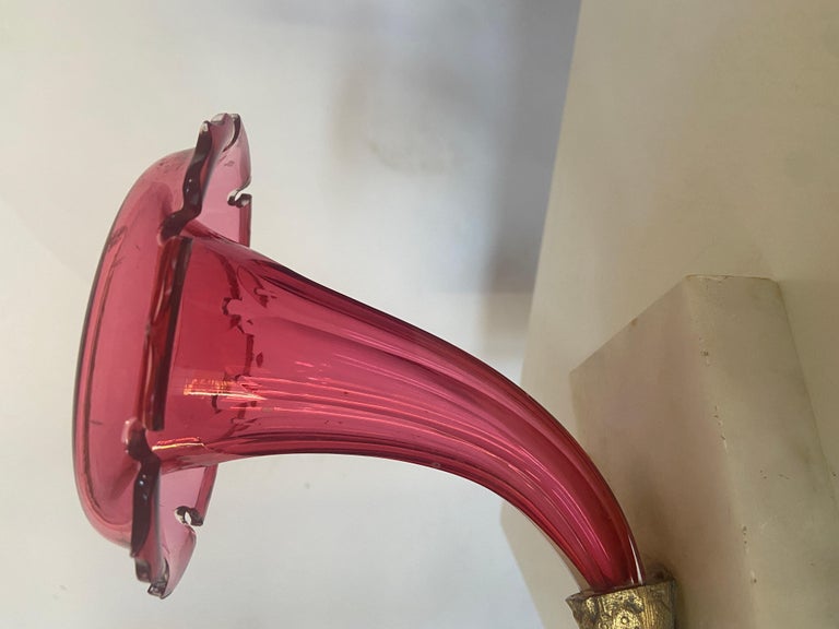 A mid 19th century French Cranberry glass and gilt bronze mounted ...