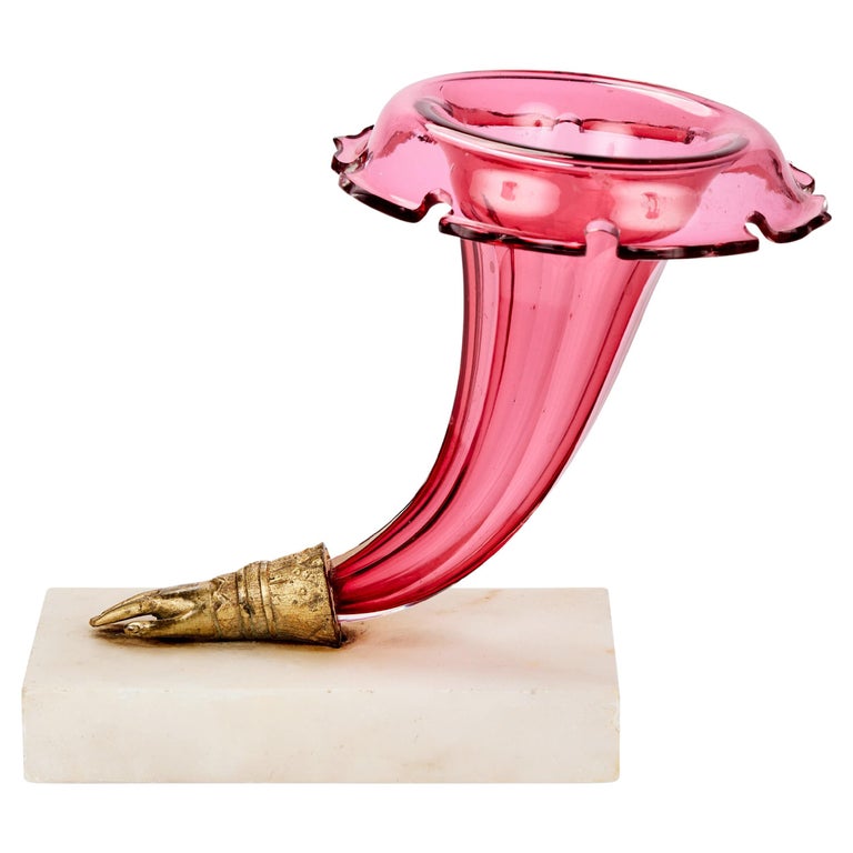 A mid 19th century French Cranberry glass and gilt bronze mounted ...