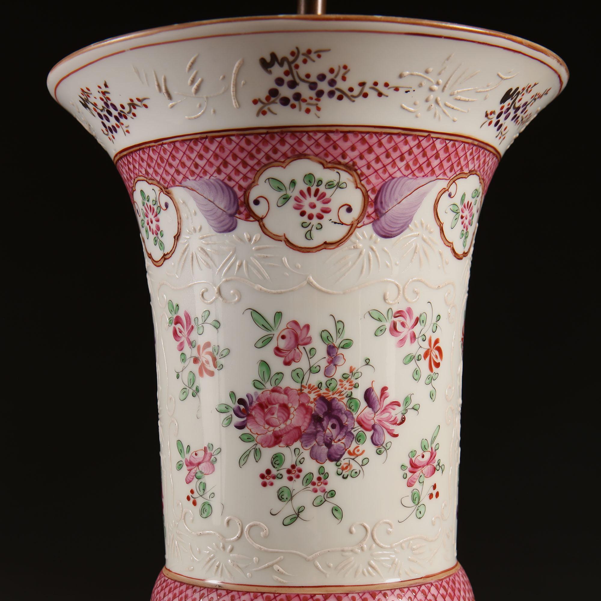 Mid-19th Century French Pink and White Samson Porcelain Vase as a Table ...