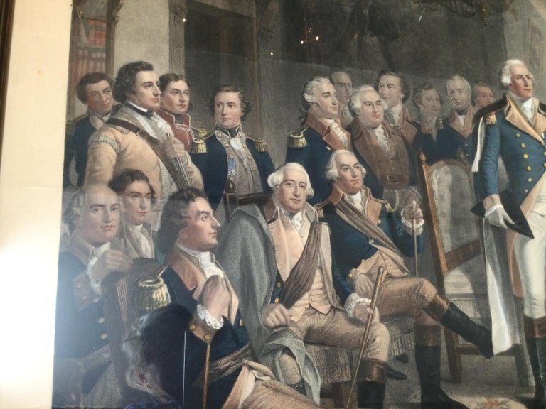 Mid 19th Century Hand Colored Engraving of Washington and his Generals ...