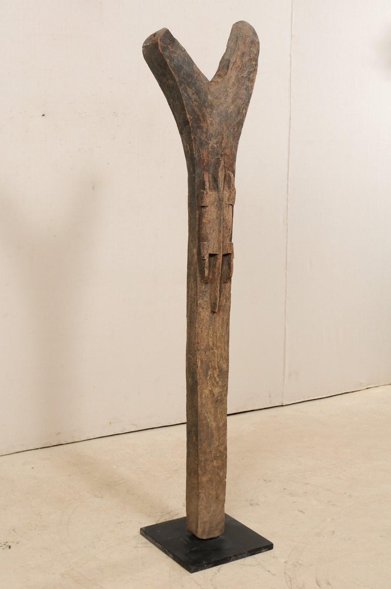 Mid-20th Century Carved Dogon Toguna Post from Mali on Custom Stand For ...