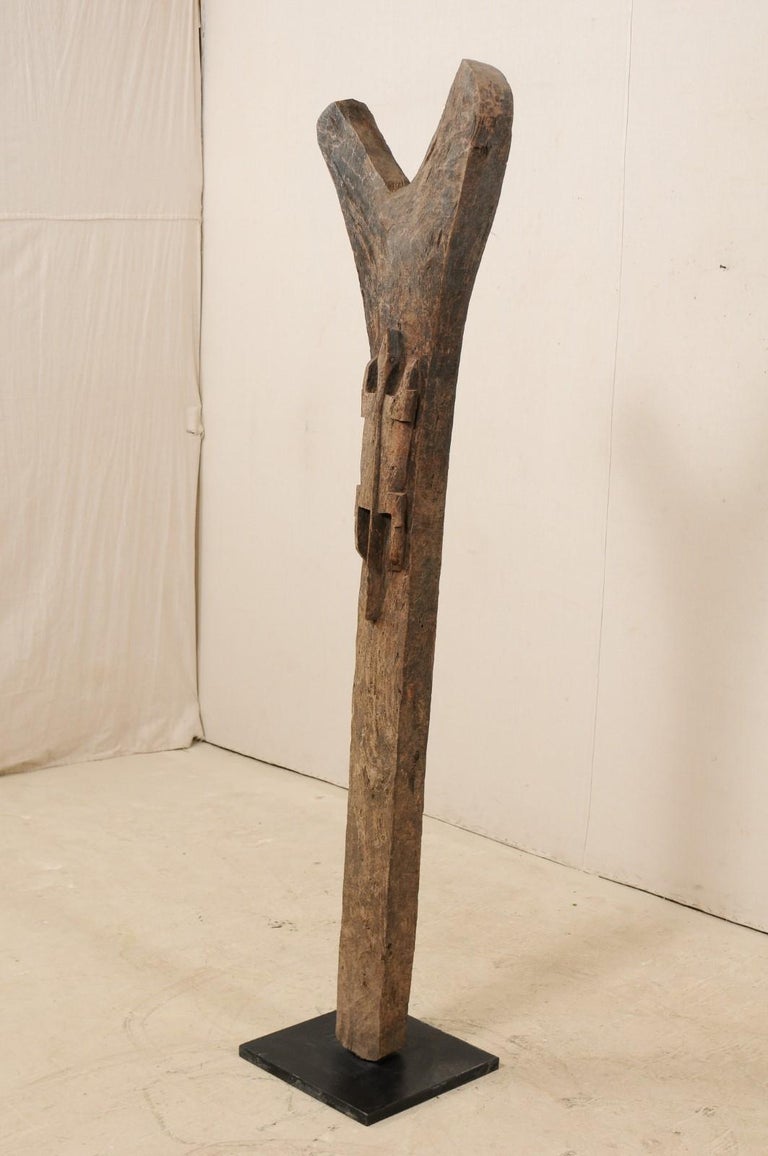 Mid-20th Century Carved Dogon Toguna Post from Mali on Custom Stand For ...