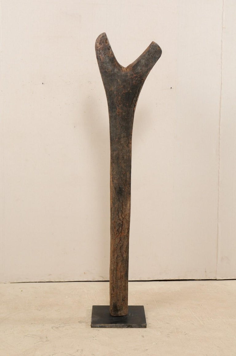 Mid-20th Century Carved Dogon Toguna Post from Mali on Custom Stand For ...