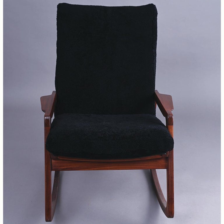 Midcentury Afromosia Framed Rocking Chair For Sale at 1stDibs