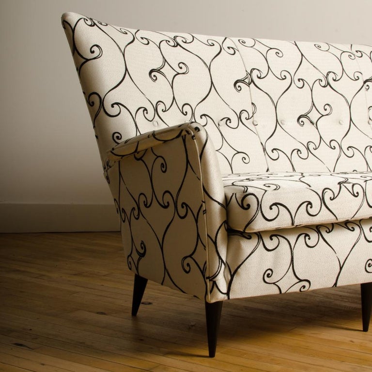 Mid Century Italian Sofa with Winged Back Details Attributed to Paolo ...