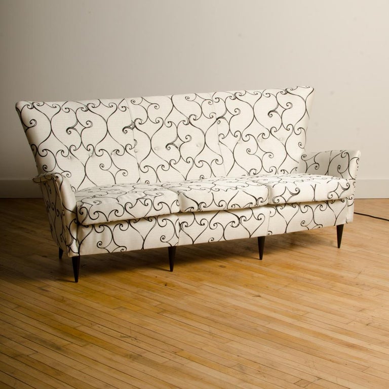 Mid Century Italian Sofa with Winged Back Details Attributed to Paolo ...