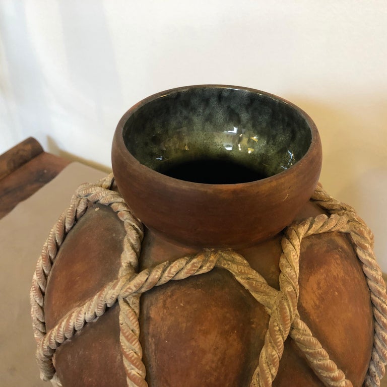 1960s Mid-Century Modern Brown and White Rope Vase by Zaccagnini at 1stDibs