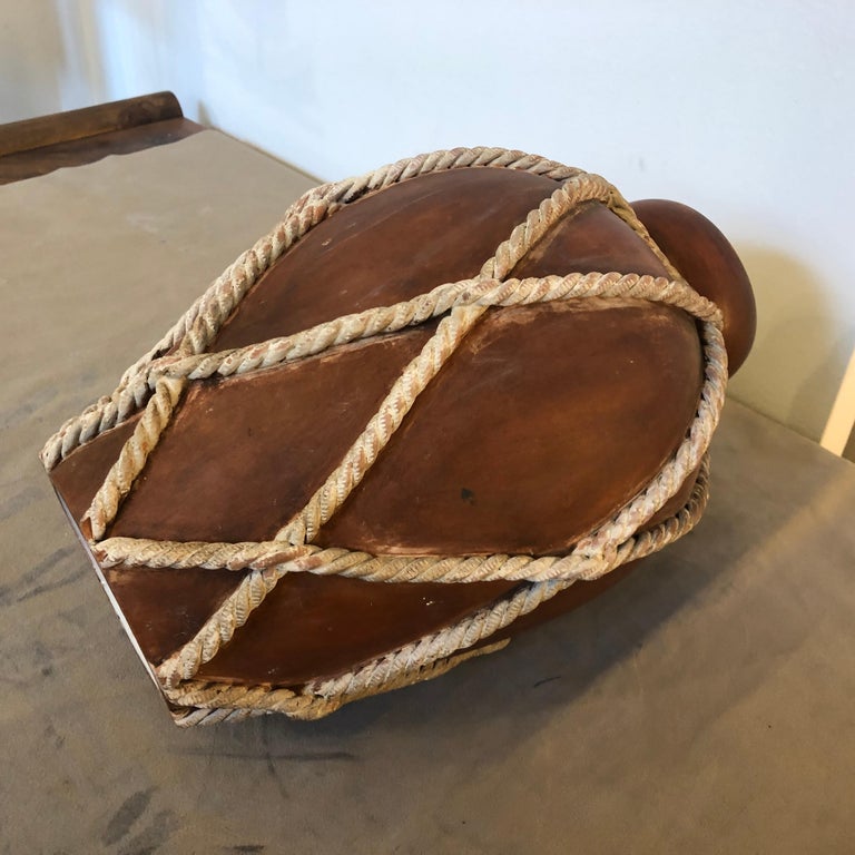 1960s Mid-Century Modern Brown and White Rope Vase by Zaccagnini at 1stDibs