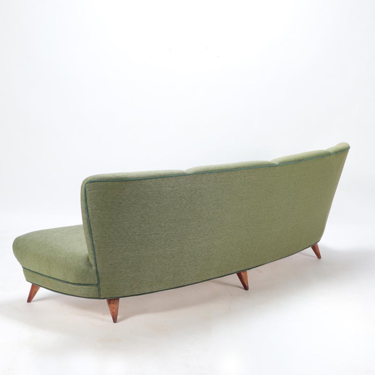 Mid-Century Modern Curved Italian Sofa Newly Upholstered, circa 1950 ...
