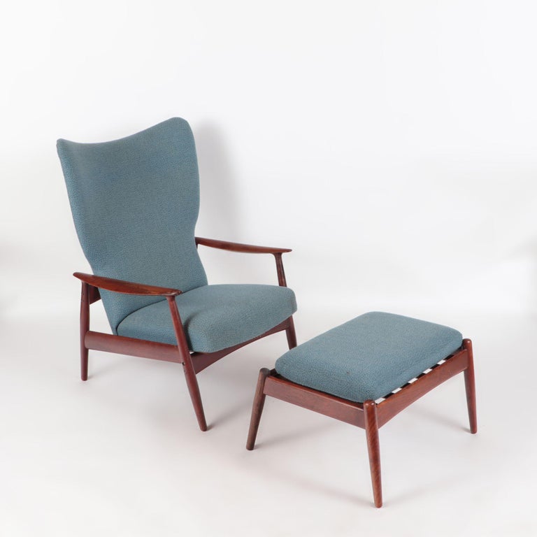 Mid-Century Modern Peter Wessel Teak Lounge Chair and Ottoman, circa ...