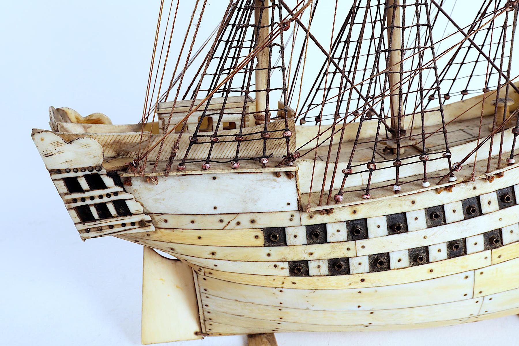 Model of a War Sailing Ship, Made Out of Bone, United Kingdom, 1793 ...