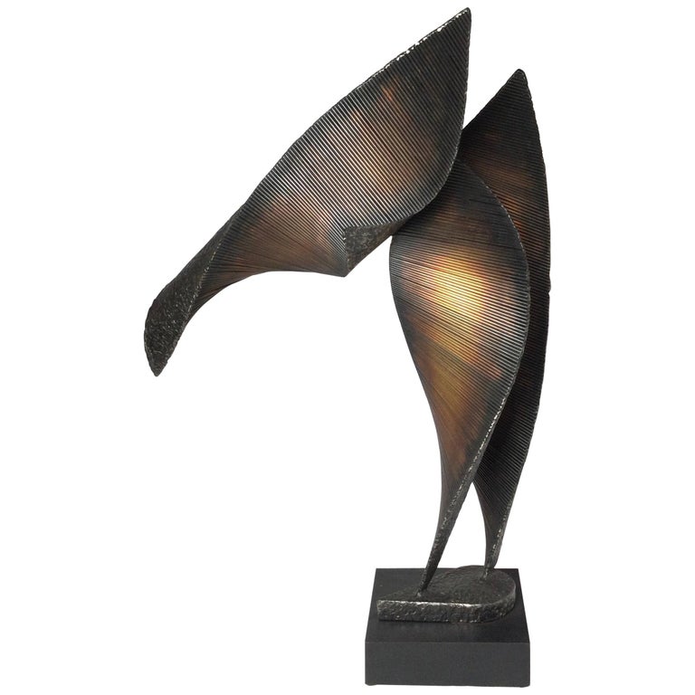 Modern Brutalist Abstract Metal Sculpture Signed Roper at 1stDibs