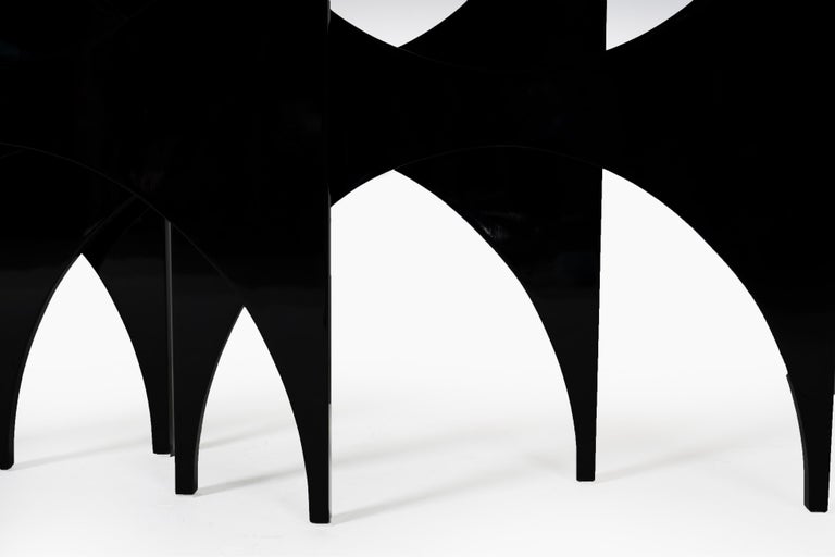 Modern Console Table with Lacquered Base and Red Glass Top For Sale at ...