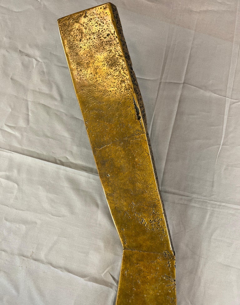 Modernist Brutalist Abstract Bronze Slab Sculpture For Sale at 1stDibs