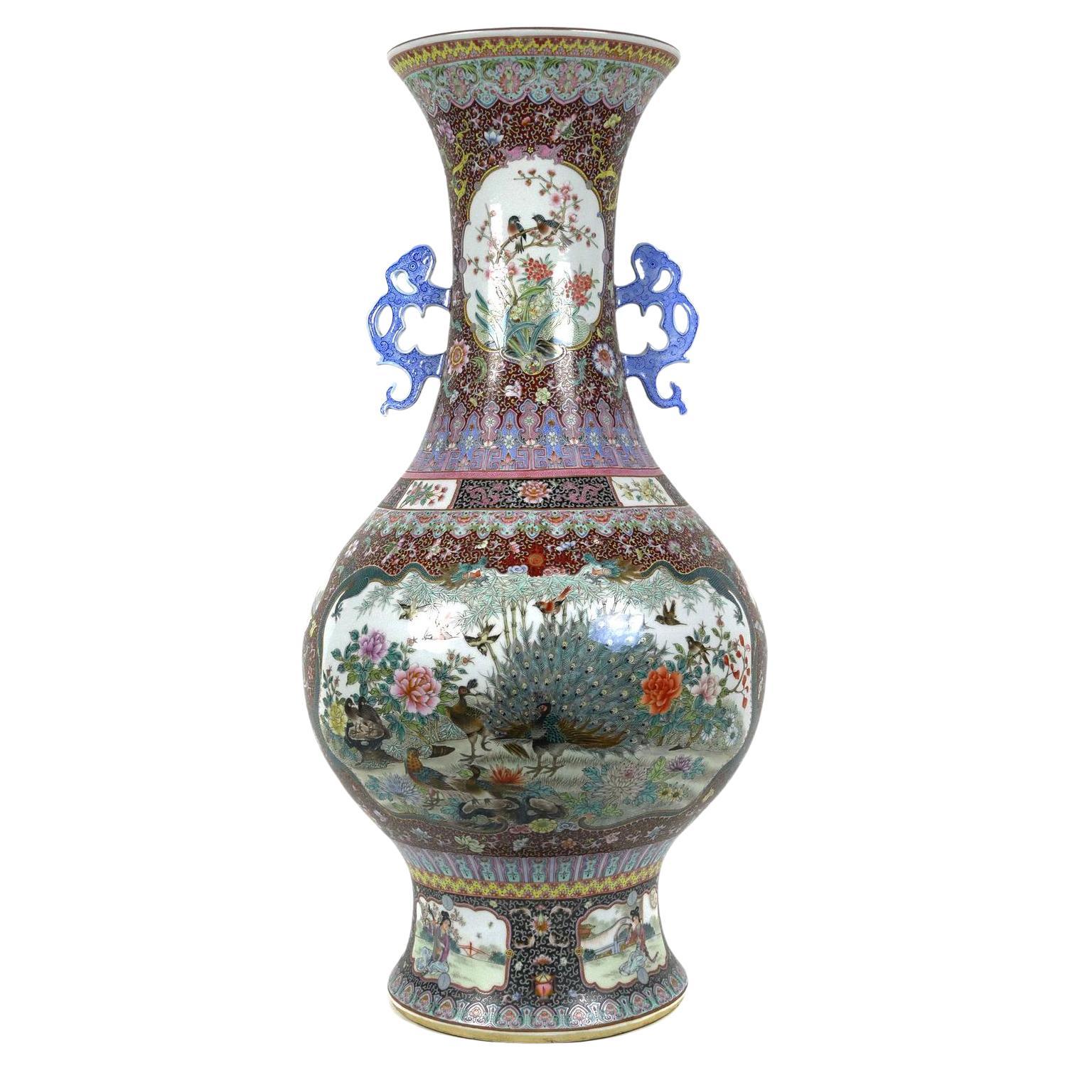 Fine Pair of 19th c. Chinese Famille Jaune porcelain Palace Size Vases ...