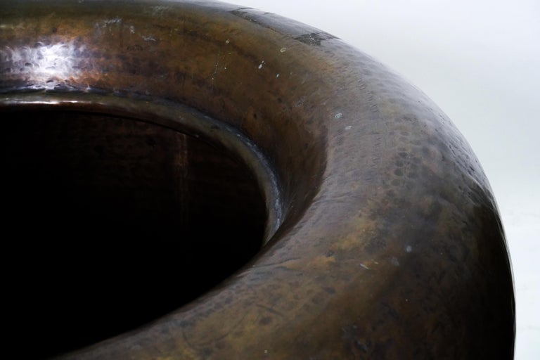 Monumental Hammered Brass Pot For Sale at 1stDibs