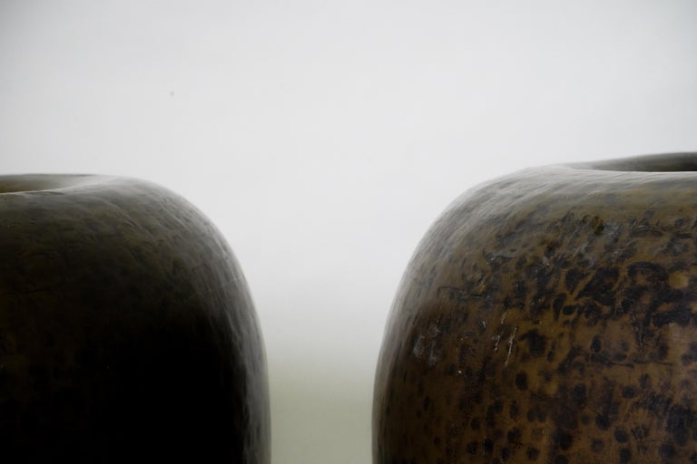 Monumental Hammered Brass Pot For Sale at 1stDibs