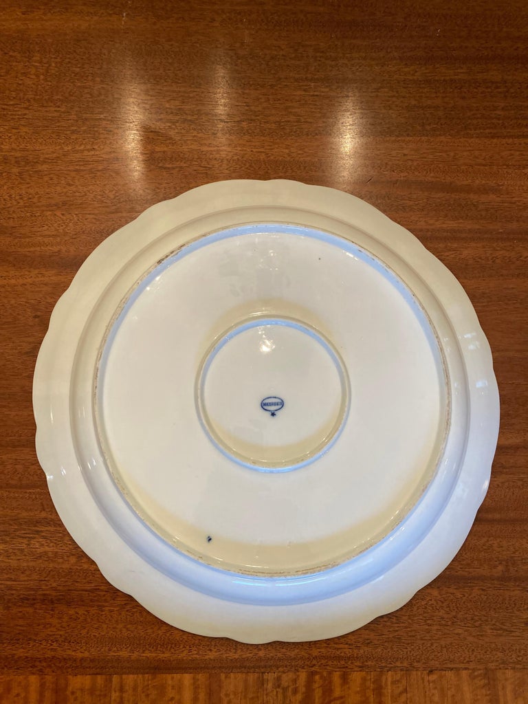 Monumental Meissen Blue Onion Charger with a Silver Shaped Edge For ...